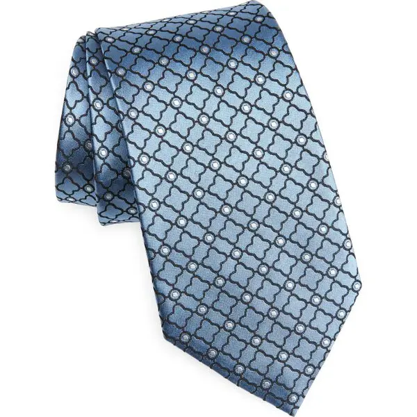 Zegna Geometric Silk Jacquard Tie - Light Blue