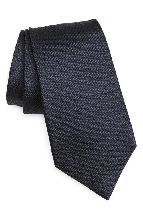 Zegna Mulberry Silk Jacquard Neck Tie - Dark Blue