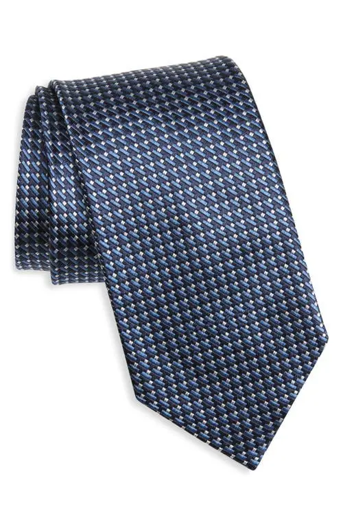 Zegna Geometric Silk Jacquard Tie - Blue