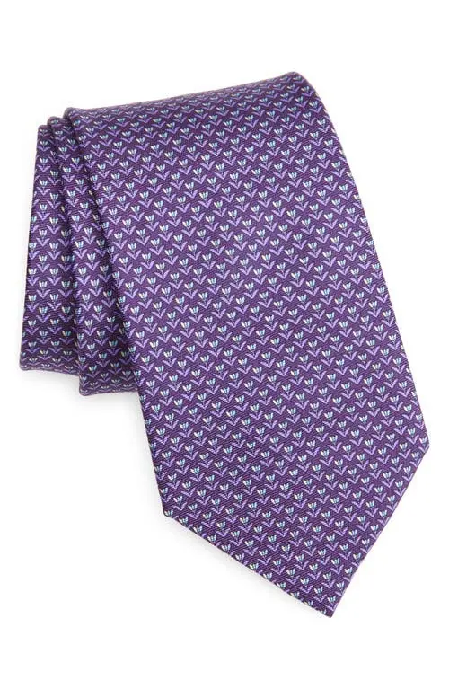 Zegna Floral Silk Necktie - Purple