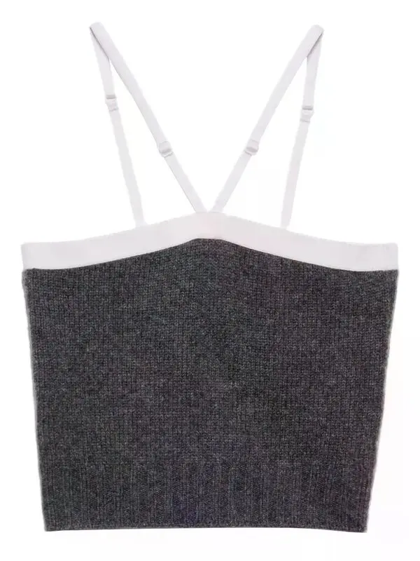Prada Adjustable Ribbed-knit Top - Grey