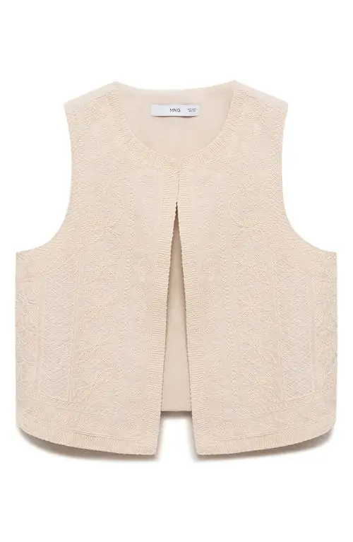 Mango Embroidered Linen Vest