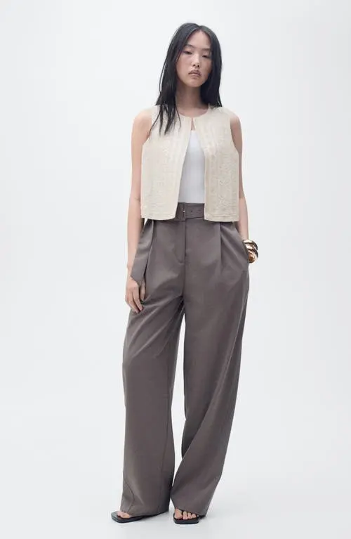 Mango Embroidered Linen Vest