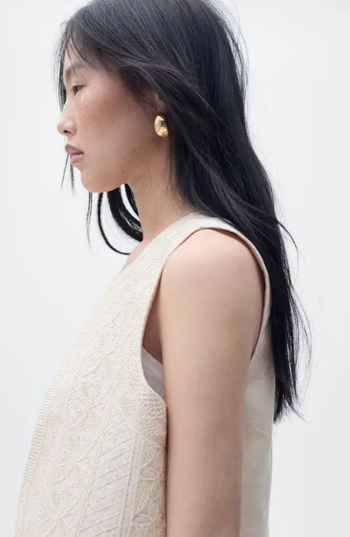 Mango Embroidered Linen Vest