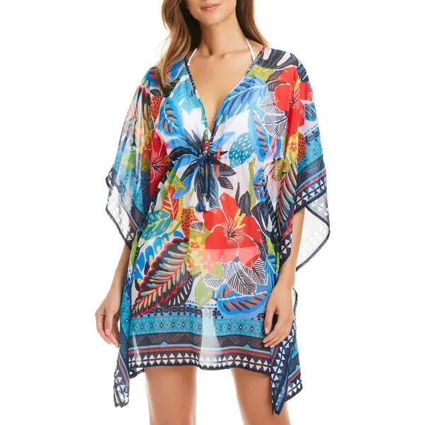 ROD BEATTIE Floral Cover-up Caftan - Blue Multi