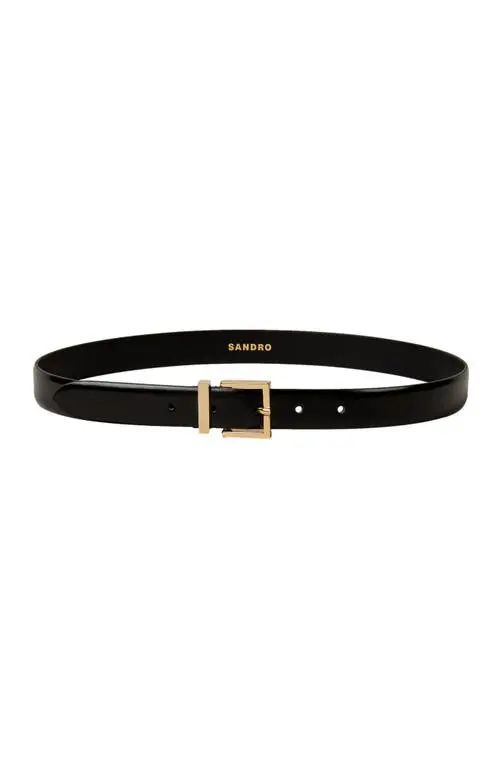 Sandro Smooth Leather Belt - Black