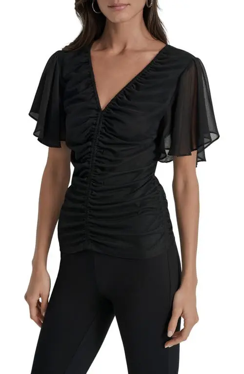 Dkny Ruched V-neck Shirt
