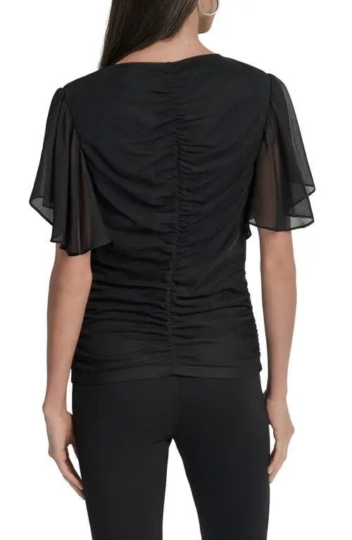 Dkny Ruched V-neck Shirt