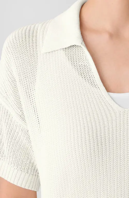 Eileen Fisher Polo Sweater Organic Cotton & Silk