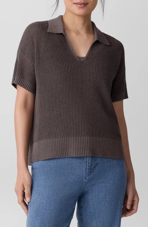 Eileen Fisher Polo Sweater Organic Cotton & Silk