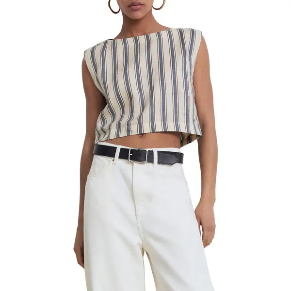 Mango Linen Crop Top - Ecru