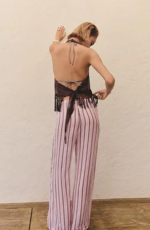 Mango Striped Wide Leg Pants