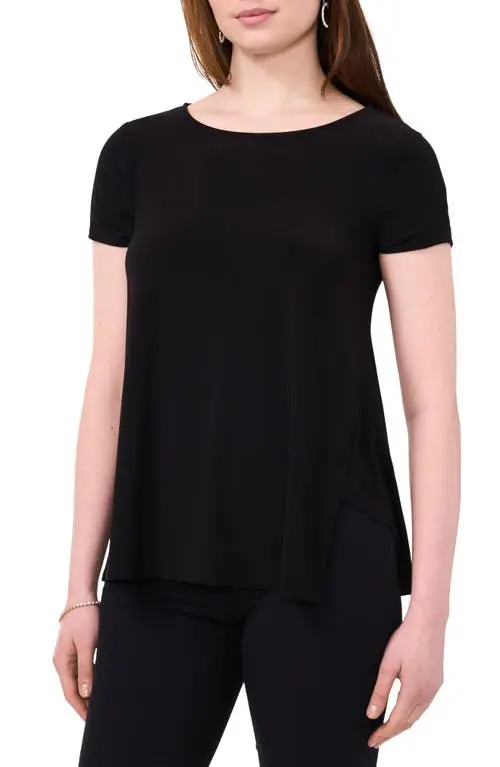 Chaus Split Hem Bateau Neck T-shirt - Rich Black 060