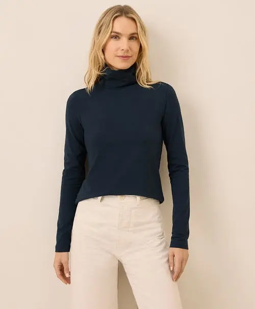 PACT Luxe Stretch Jersey Slim Turtleneck - Midnight Blue