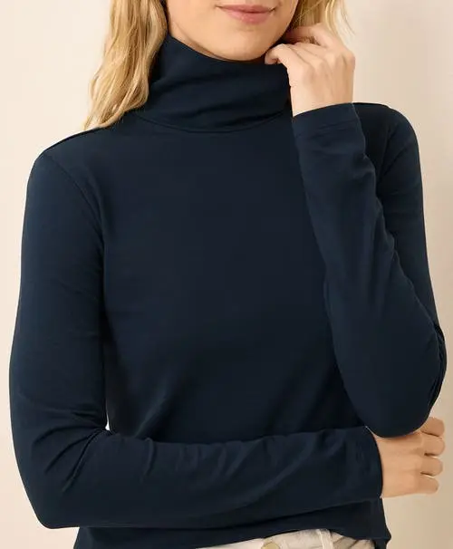 PACT Luxe Stretch Jersey Slim Turtleneck - Midnight Blue