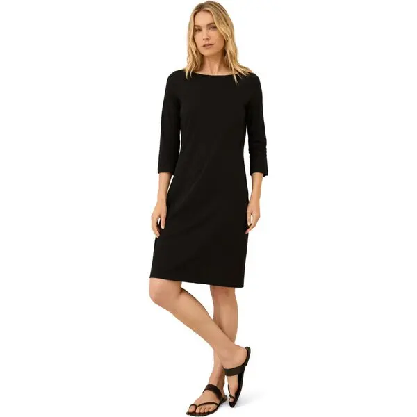 PACT Organic Cotton Softspun Boat Neck Dress - Black