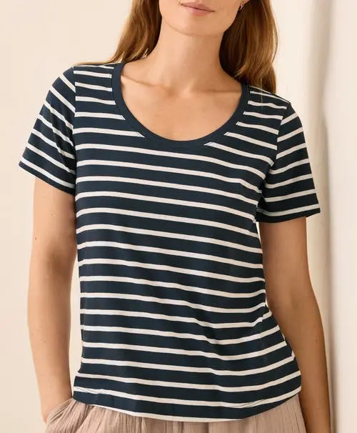 PACT Organic Cotton Softspun Scoop Neck Tee - Monterey Stripe