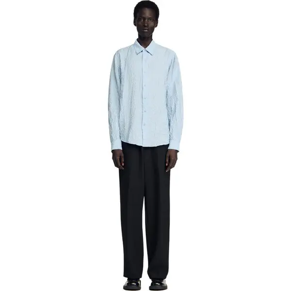 Sandro Crinkled Effect Shirt - Sky Blue