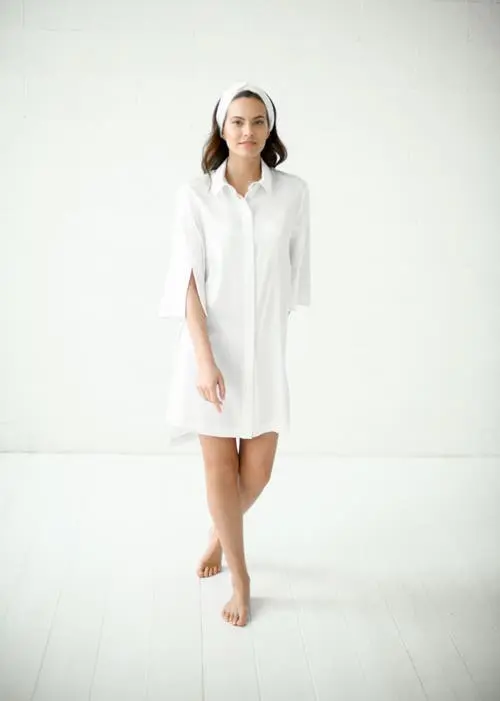 ALAS Silk Long Shirt Dress - Milk White
