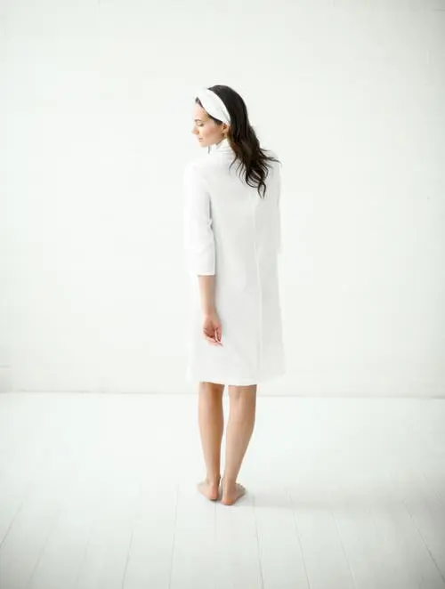ALAS Silk Long Shirt Dress - Milk White