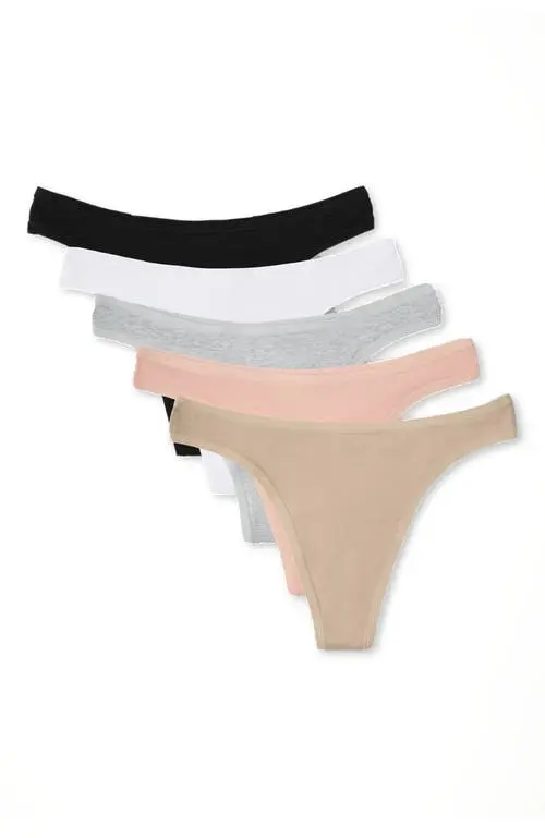 PACT Everyday Mid Rise Thong 5-pack - Black