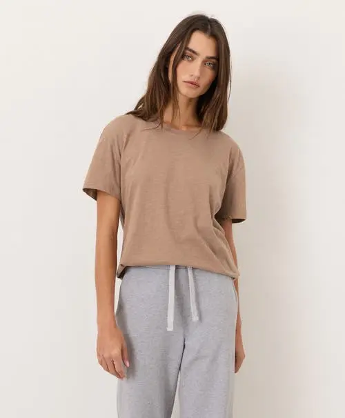 PACT Organic Cotton Featherweight Slub Relaxed Tee - Driftwood Brown