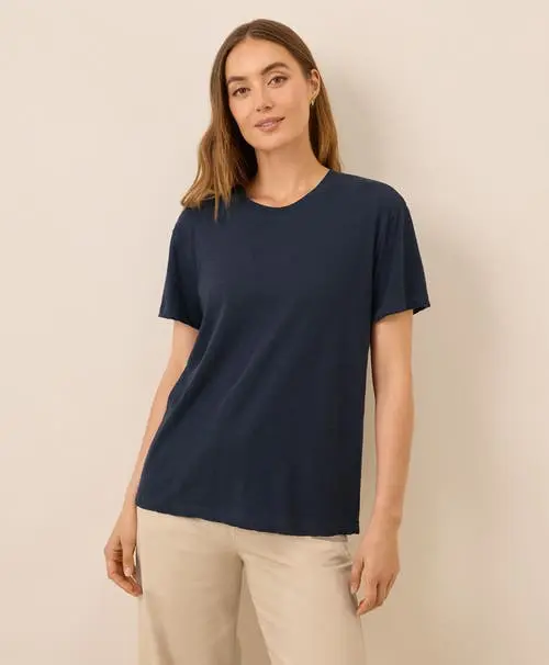 PACT Organic Cotton Featherweight Slub Relaxed Tee - Midnight Blue