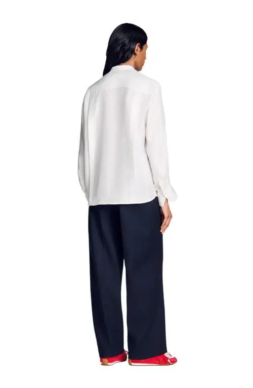 Sandro Silk Lavallière Blouse - Ecru