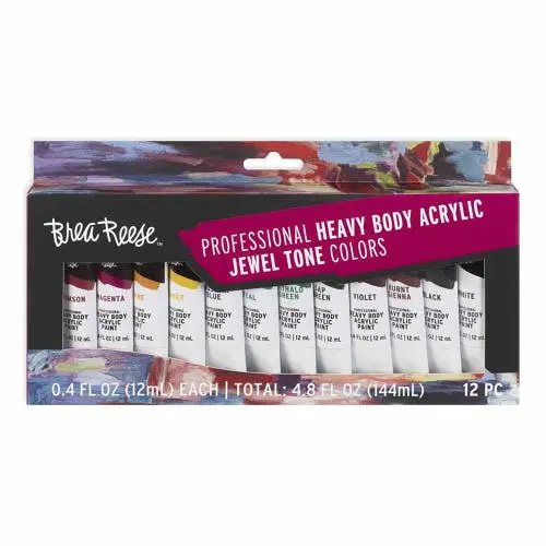 BREA REESE Professional Heavy Body Acrylic Paint Set 12 Tubes - Multicolored