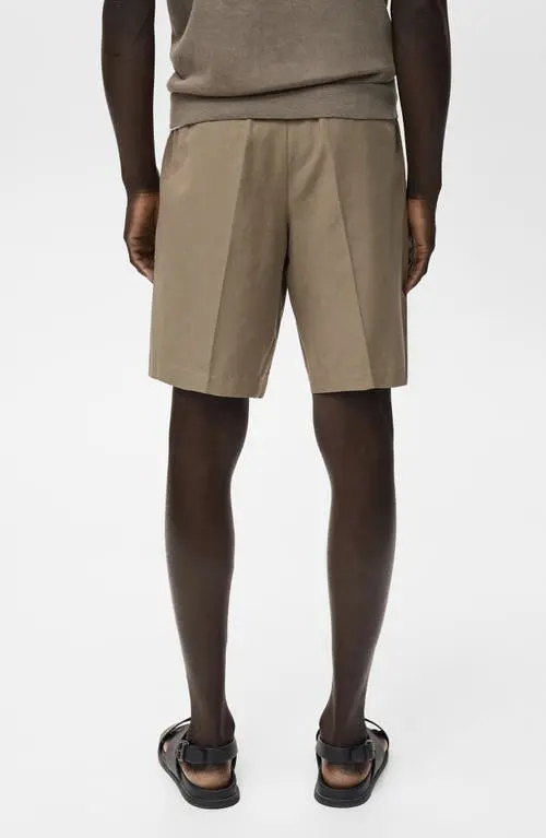 Mango Cotton-blend Pleated Bermuda Shorts - Brown