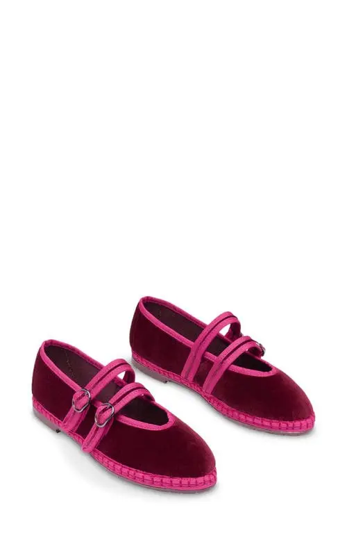 FLABELUS Claire Mary Jane Flat - Burgundy