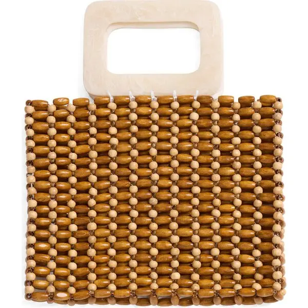 L*Space Chiado Wooden Bead Bag - Walnut/natural