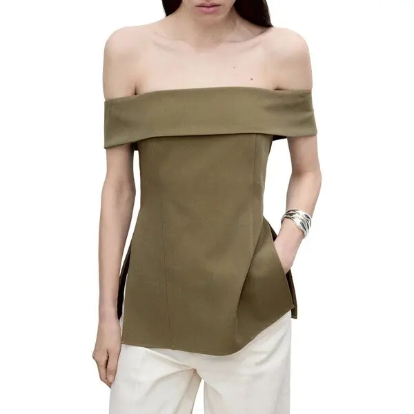 Mango Fitted Off-the-shoulder Top