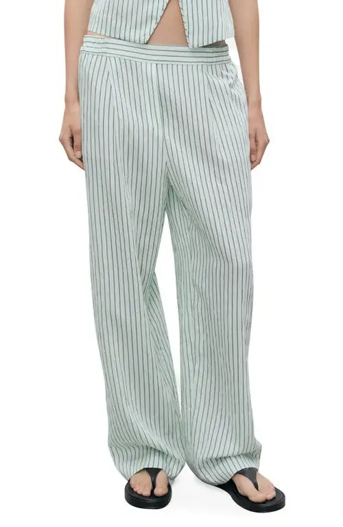 Mango Stripe Low Rise Straight Leg Jeans