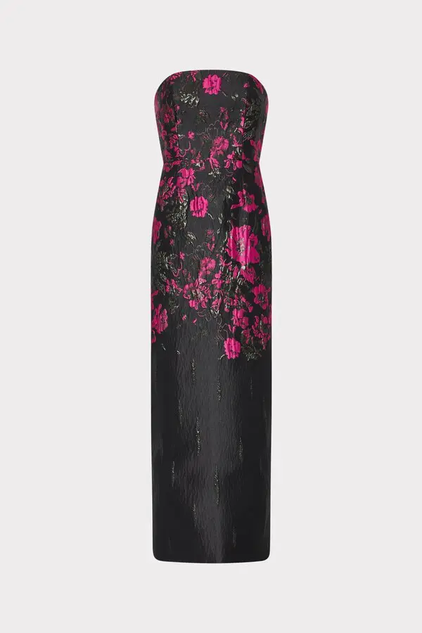 Milly Orion Tulip Jacquard Maxi Dress Pink/Black 30% Off