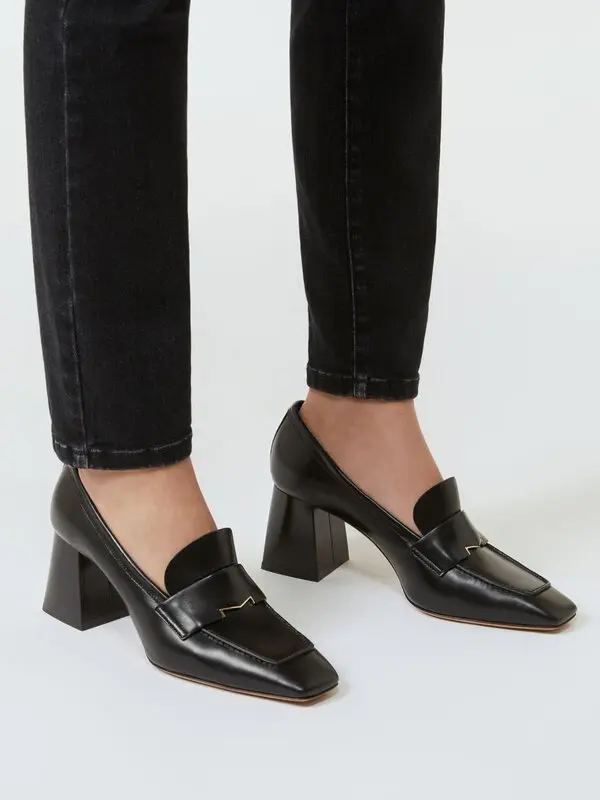 Max Mara Leather Loafers With Heel