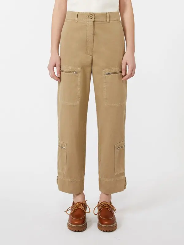Max Mara Cotton Satin Cargo Trousers