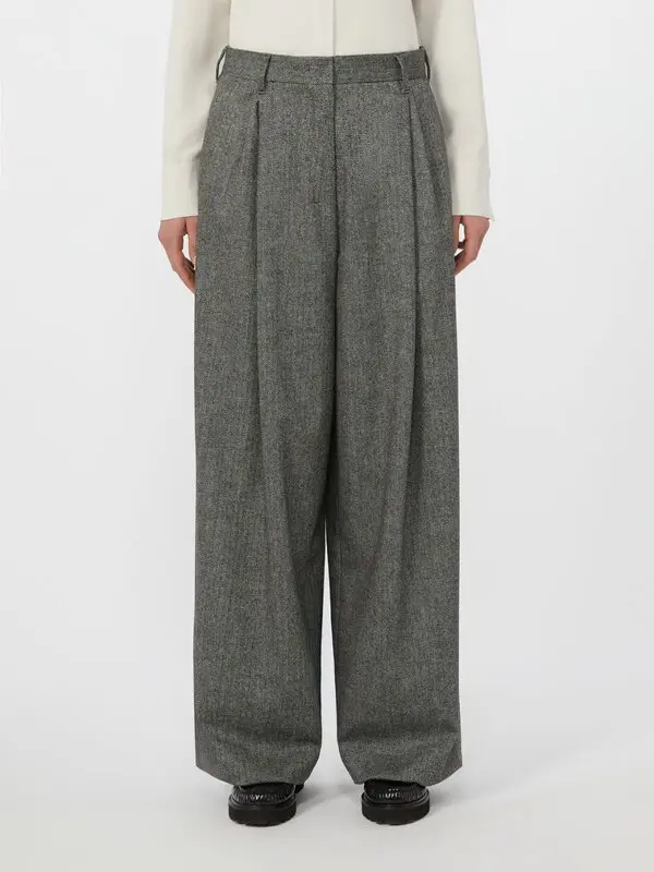 Max Mara Wool Flannel Wide Leg Trousers