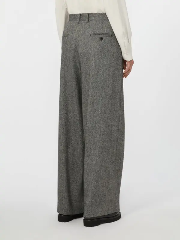 Max Mara Wool Flannel Wide Leg Trousers