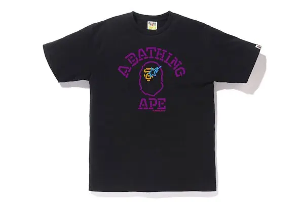 A BATHING APE Neon Sign College Tee Shirt
