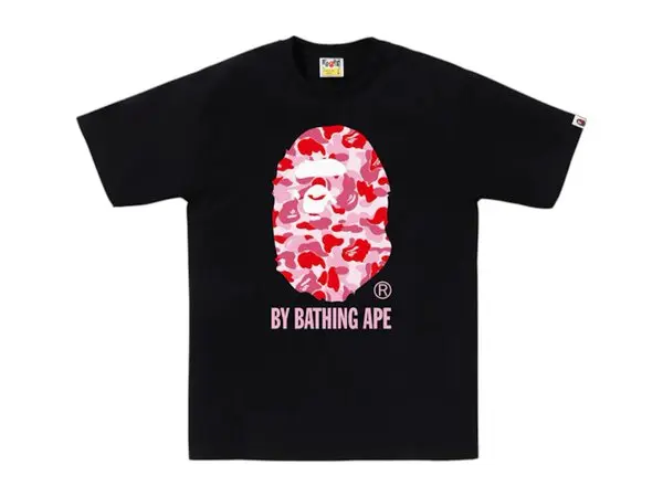 A BATHING APE Abc Camo Bathing Ape Tee Shirt - Black/pink