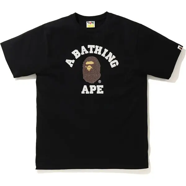 A BATHING APE Glass Beads College Tee Shirt - Black