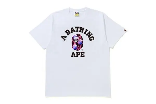 A BATHING APE Lightning College Tee Shirt - White/black