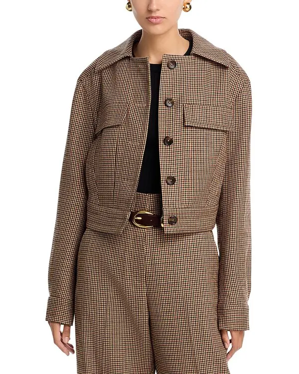 A.L.C. Blake Plaid Wool Jacket - Tan Multi