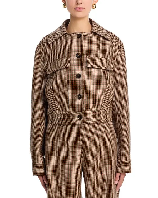 A.L.C. Blake Plaid Wool Jacket - Tan Multi