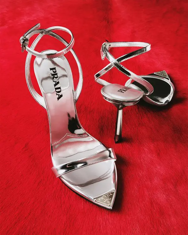 Prada Metallic High-heeled Sandals