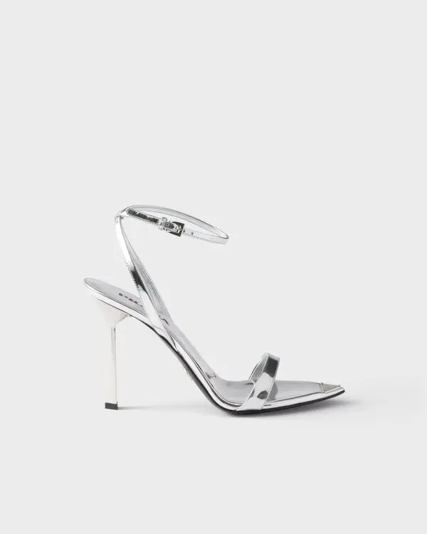 Prada Metallic High-heeled Sandals - Silver