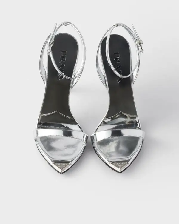 Prada Metallic High-heeled Sandals - Silver