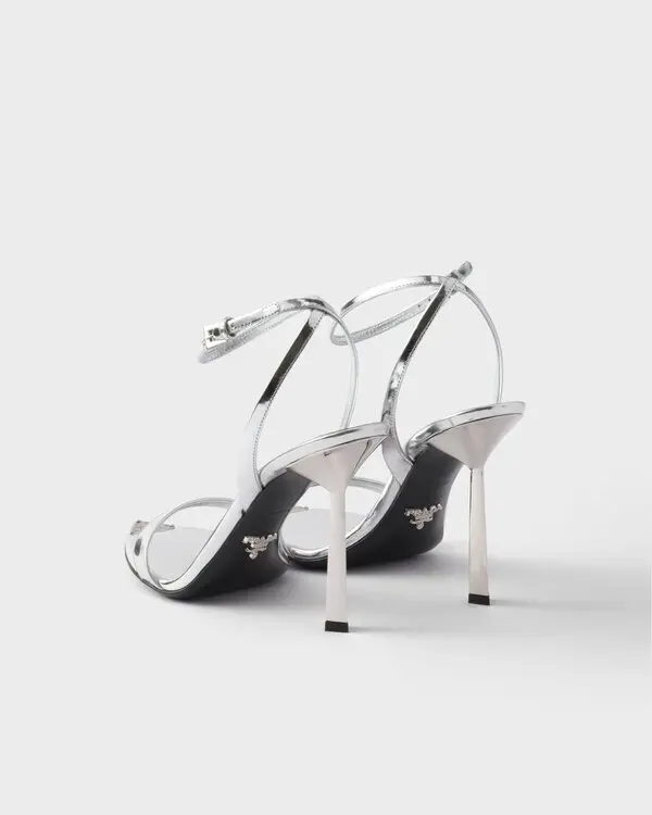 Prada Metallic High-heeled Sandals - Silver