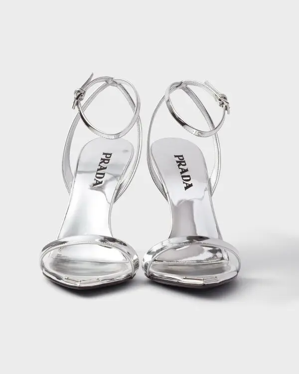Prada Metallic High-heeled Sandals - Silver